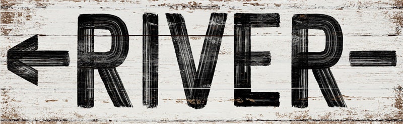 River Arrow Wooden Canvas Mounted Sign Wood Wooden Print Decor Wall ...
