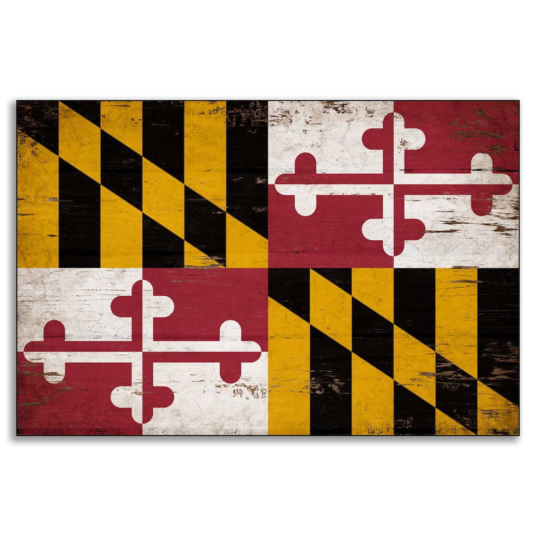 Maryland Wood Flag Flags Rustic Flags Wooden Handmade Canvas Sign ...