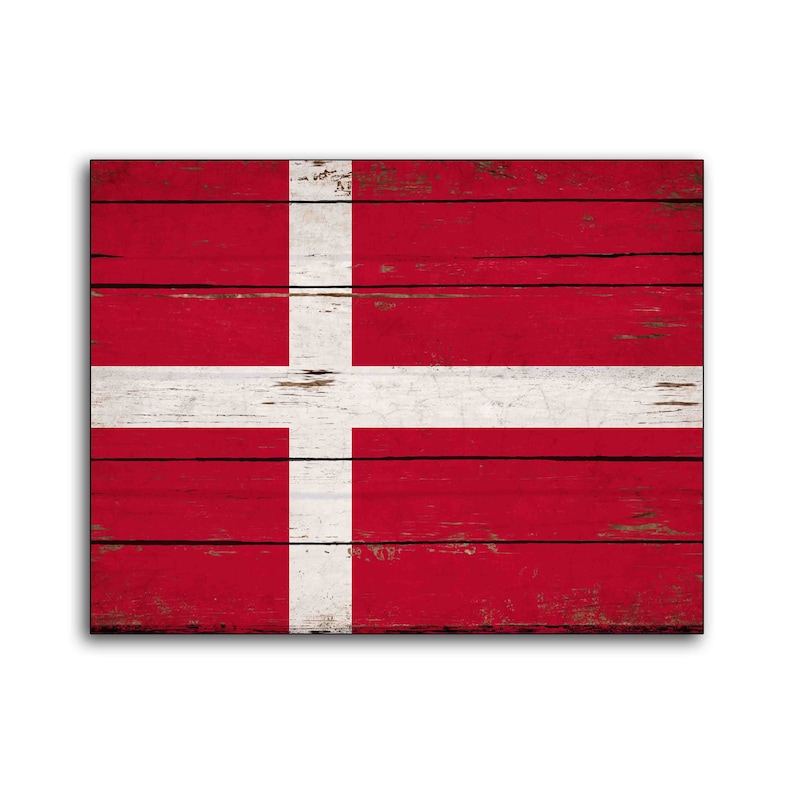 Denmark Wood Flag Dane Flags Danish Rustic Flags Wooden Handmade State ...