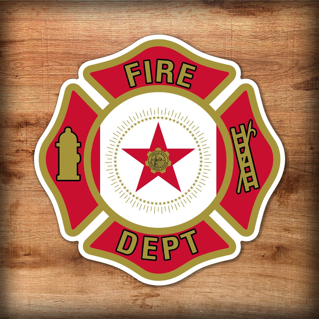 Birmingham Sticker Maltese Cross Flag Fire Fighter Dept Art Printed ...