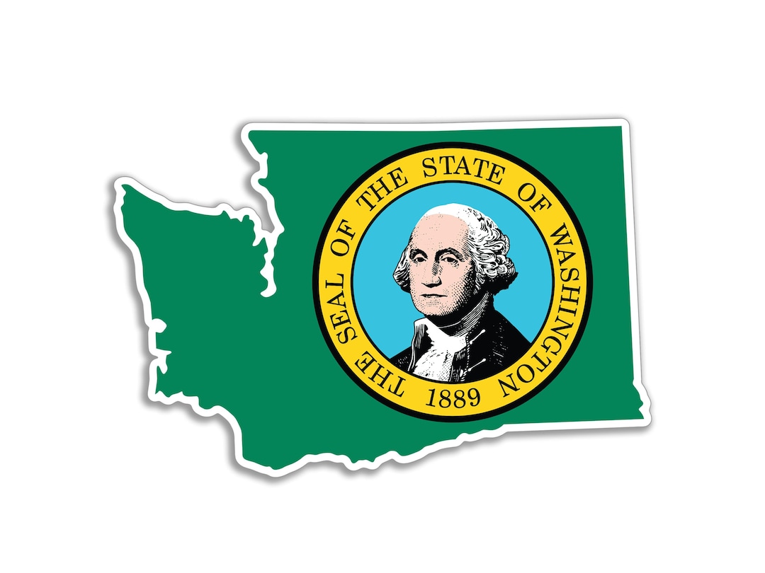 Washington Sticker Flag State Flag Shape Printed Vinyl Decal Decals WA ...