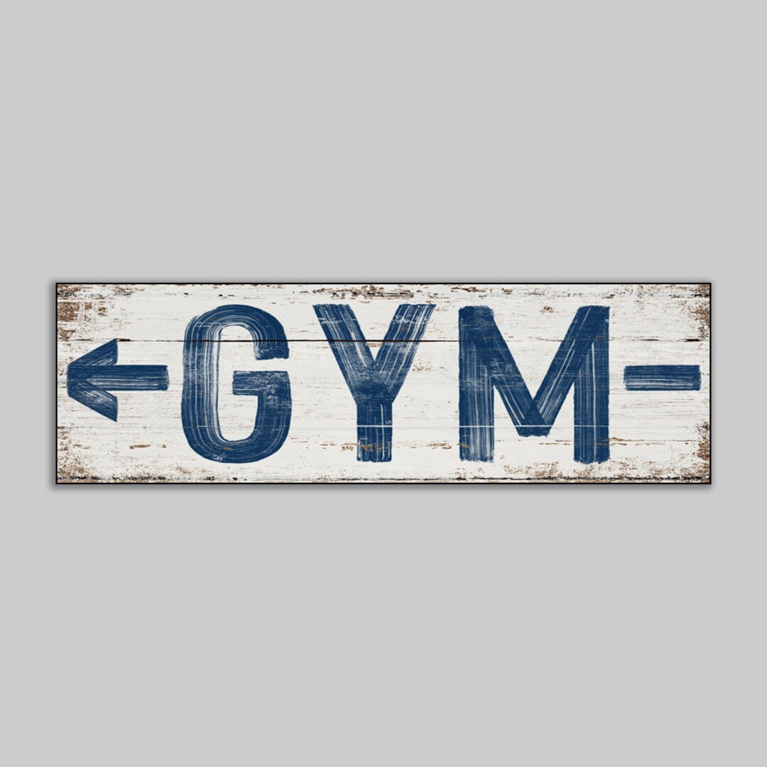 Gym Arrow Wooden Canvas Mounted Sign Wood Wooden Print Decor Wall Decor ...
