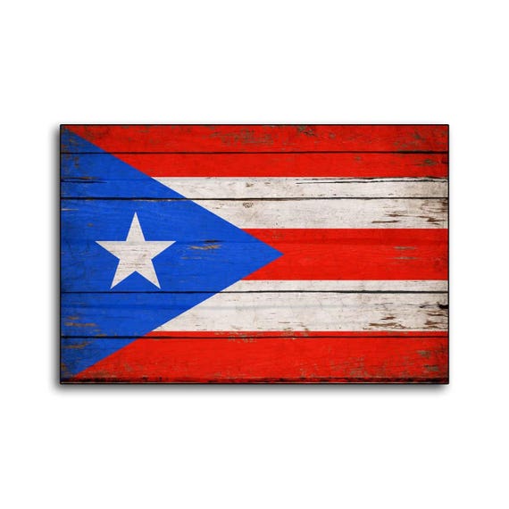 Puerto Rico Canvas on Wood Flag Puerto Rican Bandera Flags - Etsy
