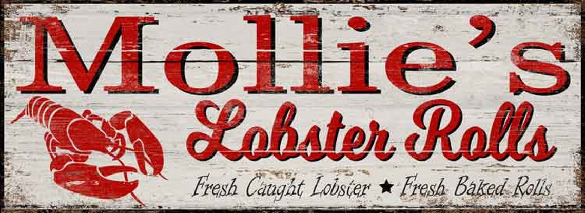 Lobster Roll Personalized Name Sign Wooden Maine Home Custom Name Wall ...