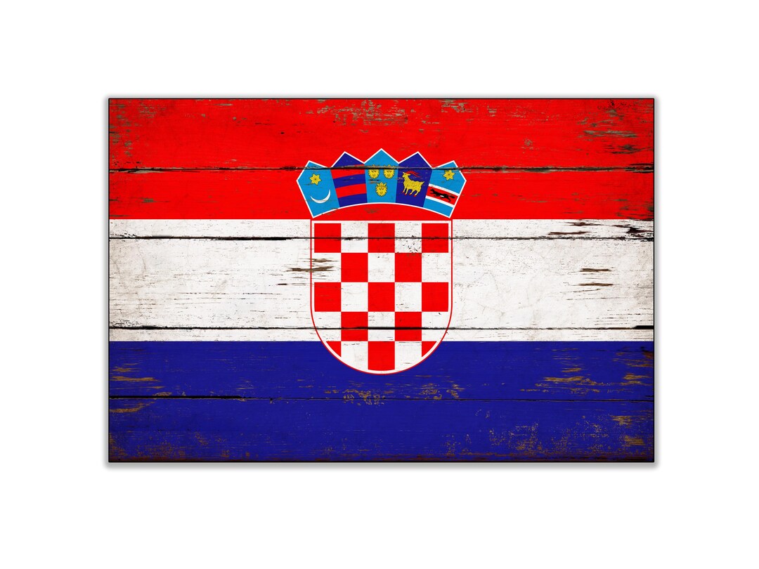 Croatia Flag Flags Rustic Flags Wooden Handmade Printed Canvas Mounted ...