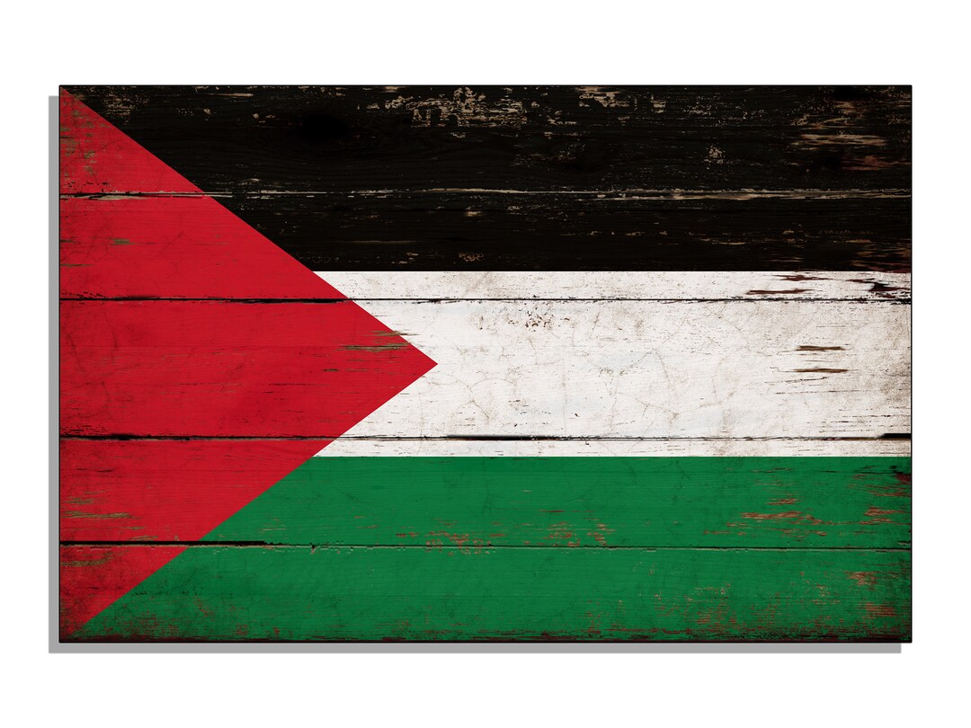 Palestine Flag Plaque Rustic Canvas Print Mounted to Wood Wall Decor ...