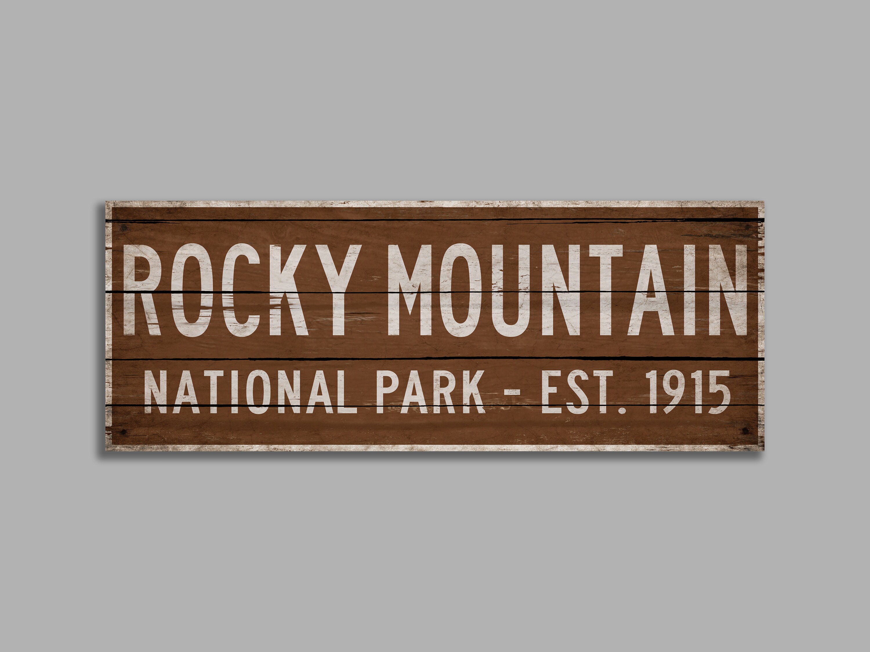 Rocky Mountain National Park Est 1915 Canvas Print on Wood Road Sign ...