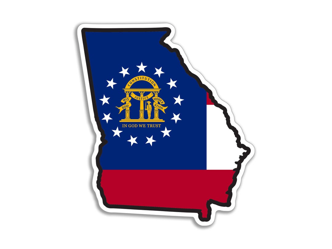 Georgia Sticker Flag State Flag Shape Printed Vinyl Decal Decals ...