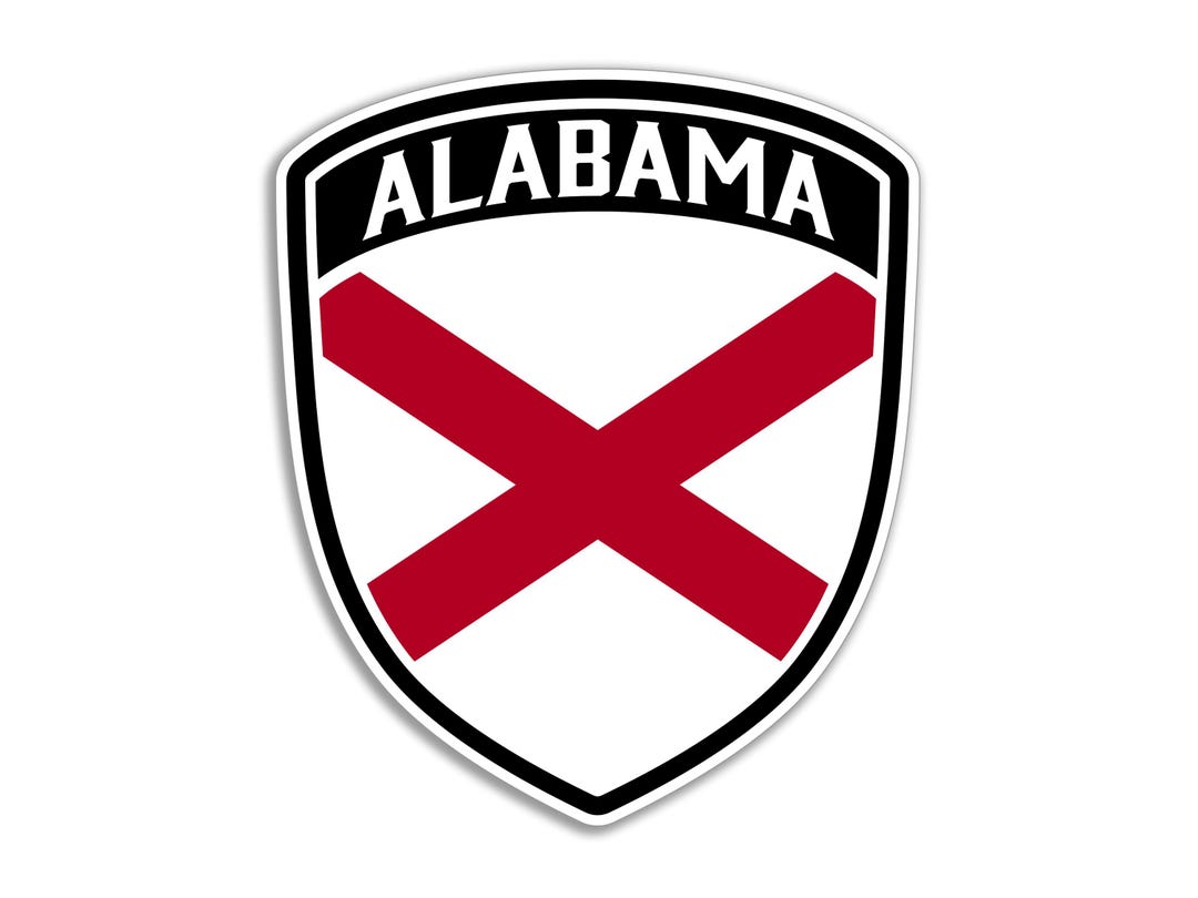 Alabama Shield Sticker Flag Emblem Shape Word Art Printed Vinyl Decal ...