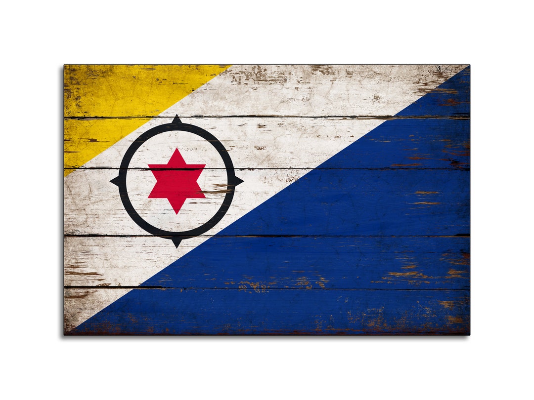 Bonaire Flag Canvas on Wood Flags Wood Sign Wooden Giclee Print ...