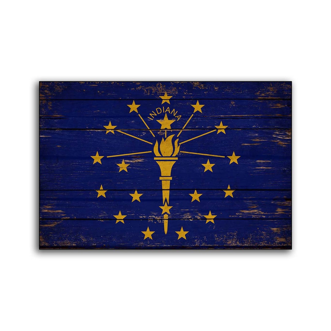 Indiana State Wood Flag Rustic Flags Wooden Handmade Printed Sign Decor ...