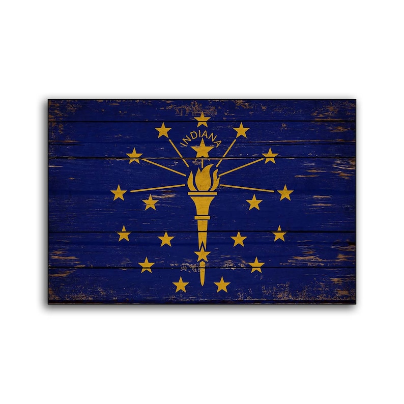 Indiana State Wood Flag Rustic Flags wooden handmade Printed | Etsy