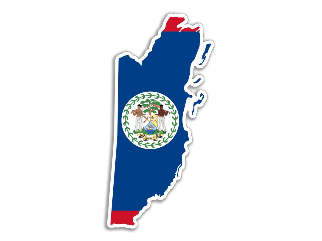 Belize Sticker Island Flag Shape Word Art Printed Vinyl Decal Decals ...