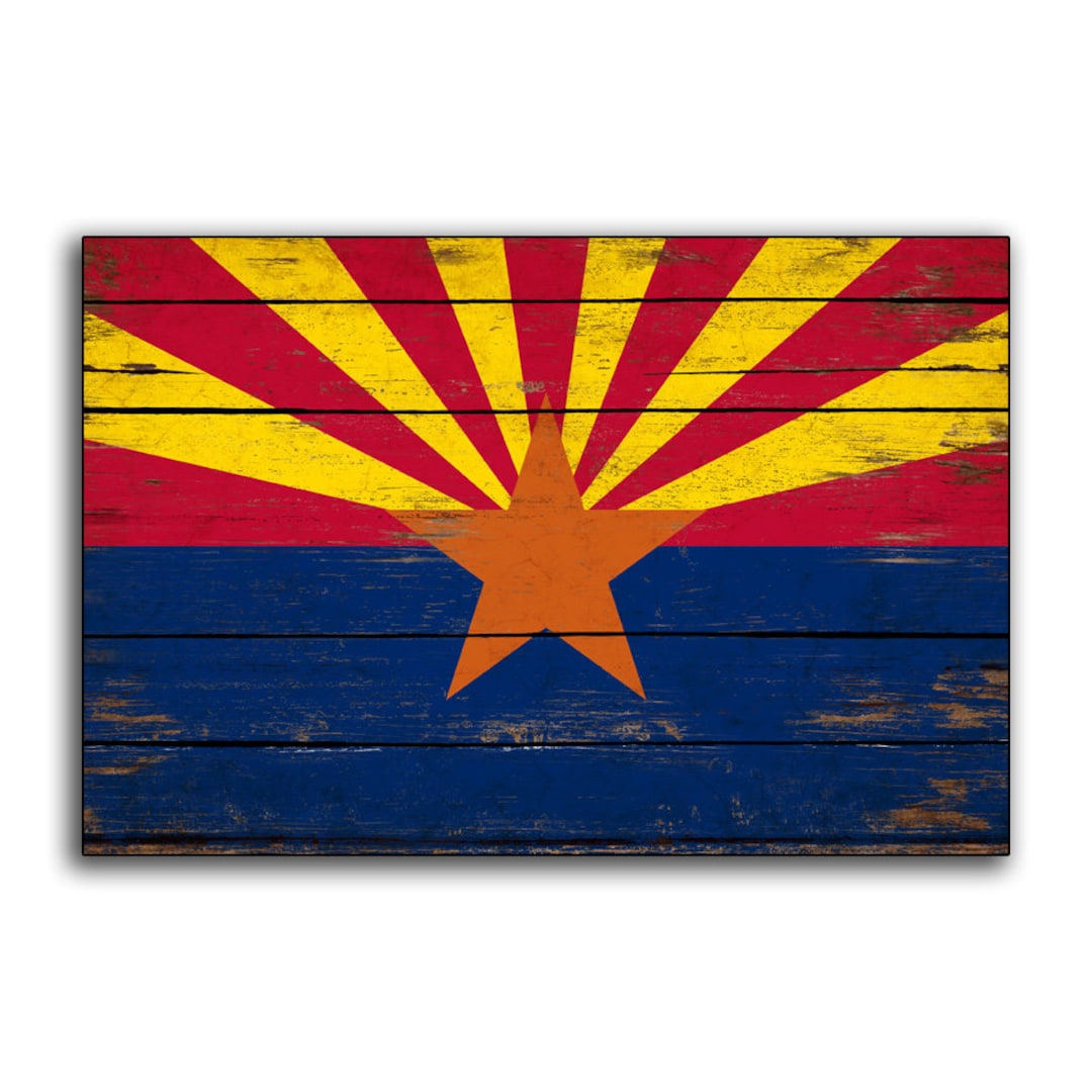 Arizona Wood Flag Flags Rustic Flags the Copper State Phoenix Wooden ...
