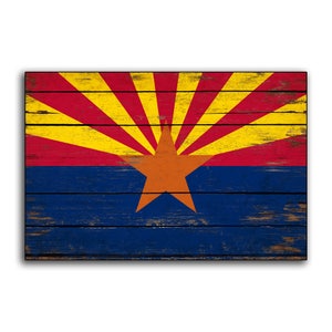 Arizona Wood Flag Flags Rustic Flags the Copper State Phoenix Wooden ...