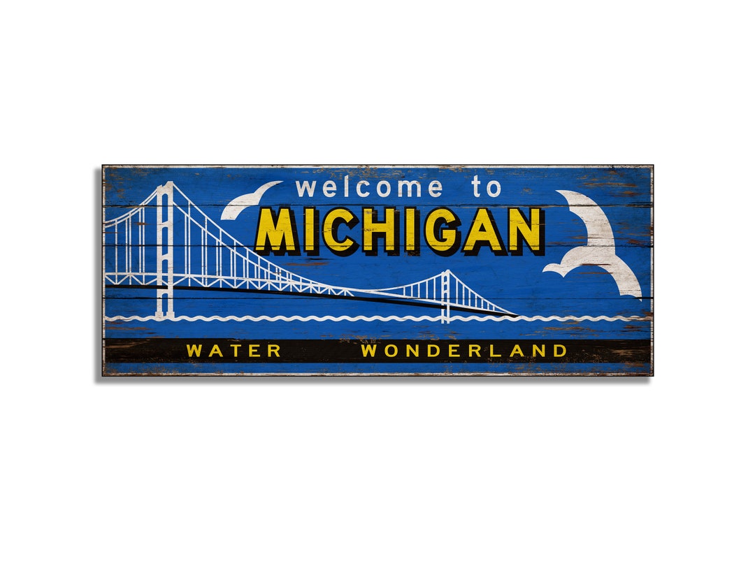 Welcome to Michigan Water Wonderland Retro Road Sign Highway Sign ...