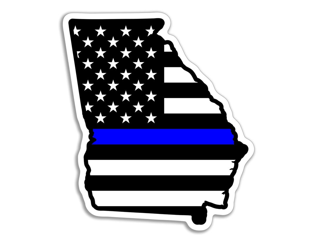 Georgia Sticker Thin Blue Line State USA Flag Shape Police Printed ...