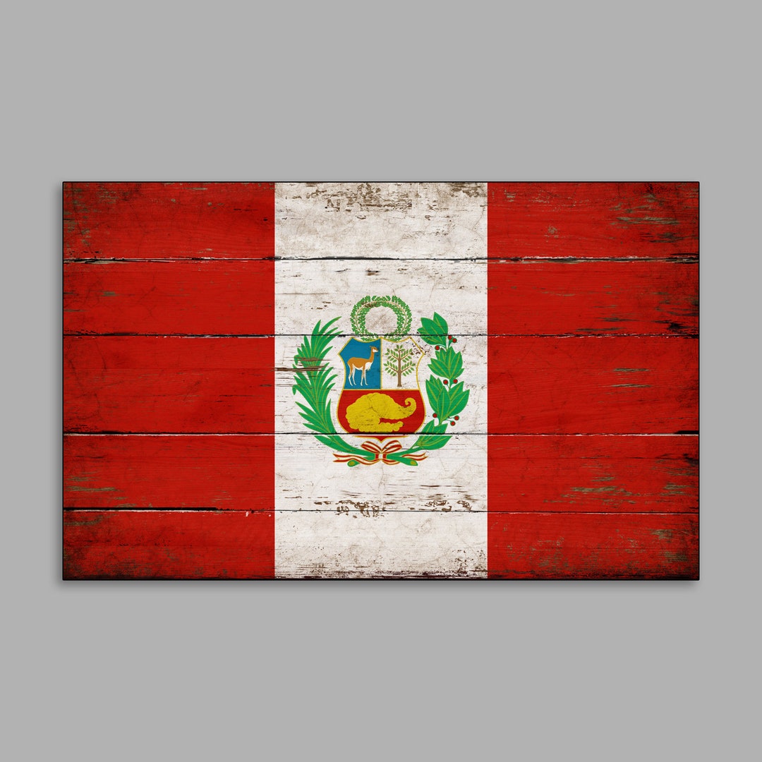 Peru Flag Canvas on Wood Peruvian Flags Rustic Flags Wooden Handmade ...