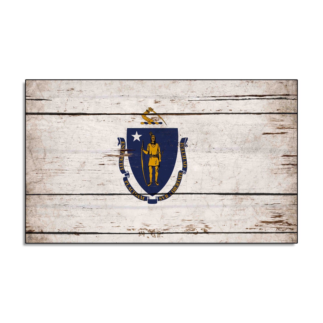 Massachusetts State Wood Flag Flags Wooden Handmade Home Wall Decor ...