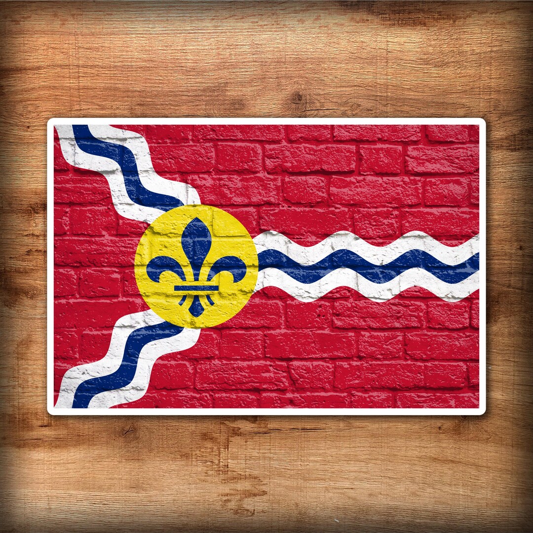 St. Louis Sticker Flag Brick Wall Shape Word Art Printed Vinyl Decal ...