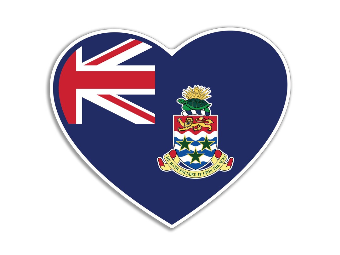 Grand Cayman Heart Sticker Flag Shape Word Art Printed Vinyl Decal ...