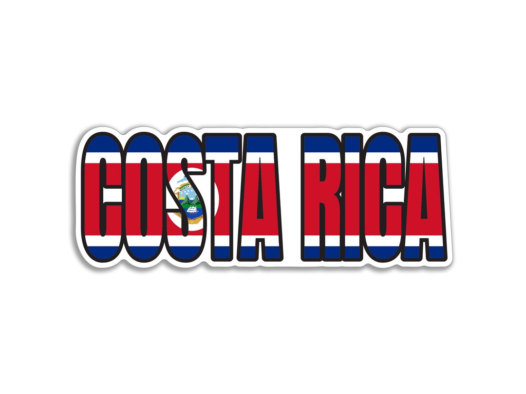 Costa Rica Sticker Island Flag Shape Word Art Printed Vinyl Decal ...