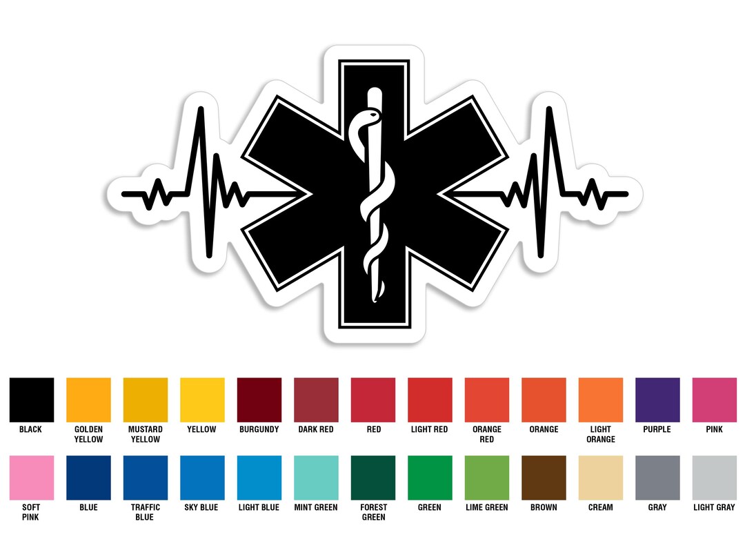 EMT EMS Sticker Life Line Art Printed Vinyl Decal Decals Star of Life ...