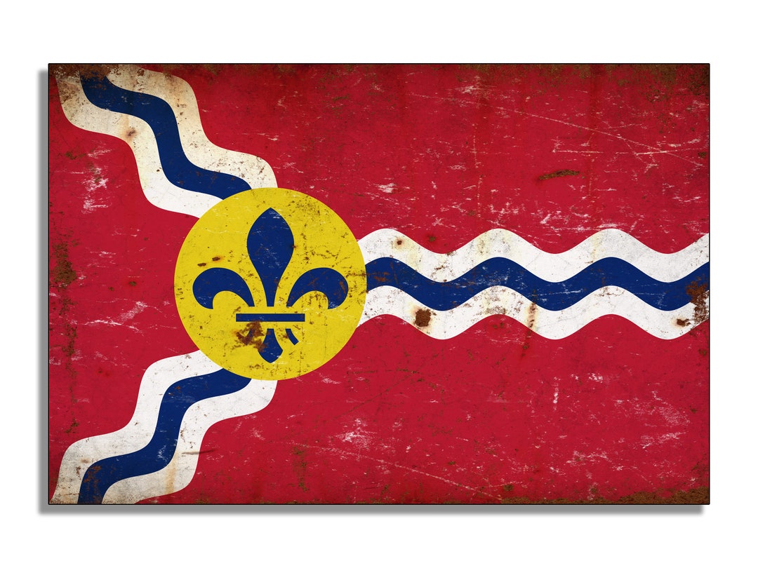 St. Louis Flag Rusty Effect Flag Canvas Print on Wood Flags Wood Sign ...