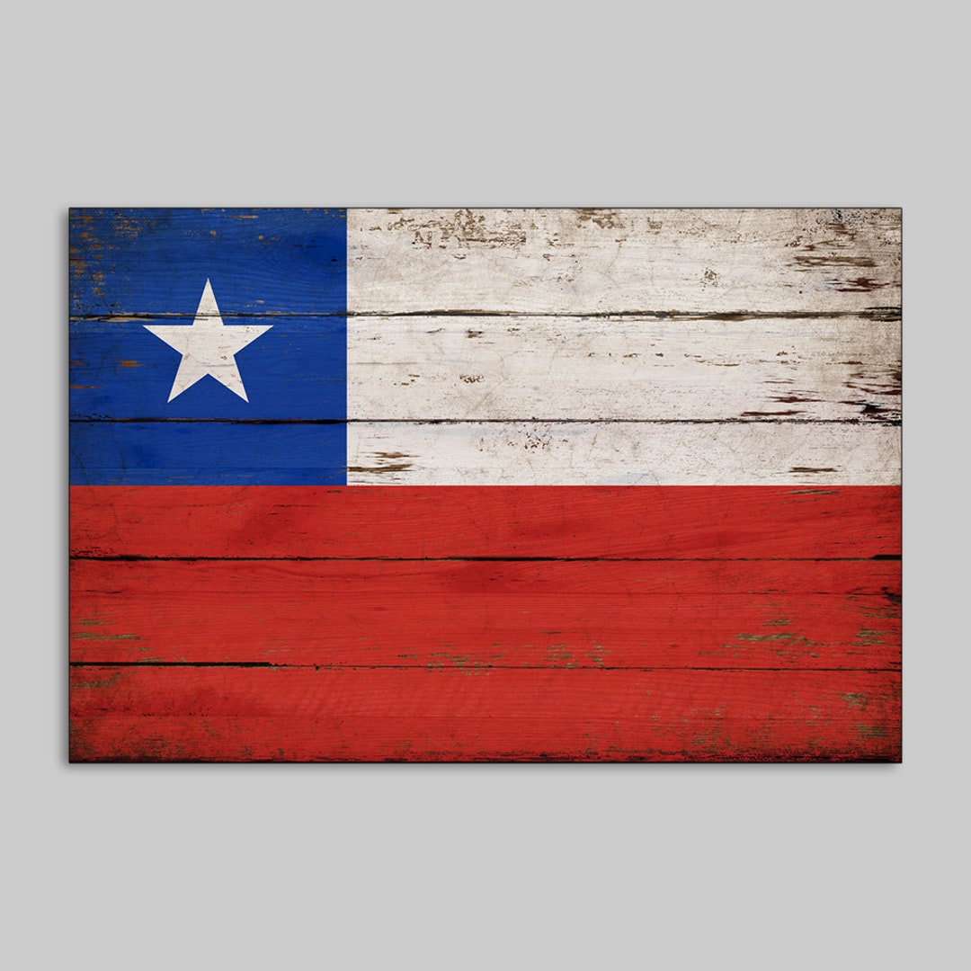 Chile Flag Canvas on Wood Flag Flags Rustic Flags Wooden Handmade Sign ...