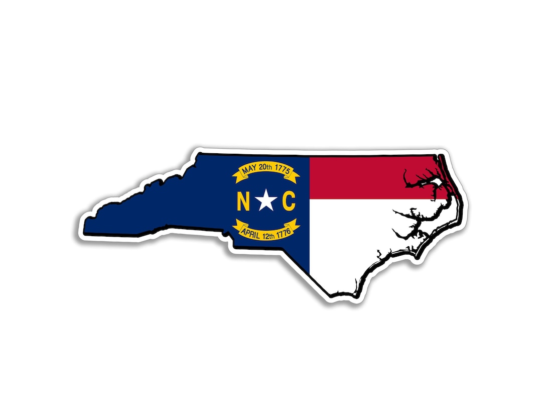 North Carolina Sticker Flag State Flag Shape Printed Vinyl Decal Decals ...