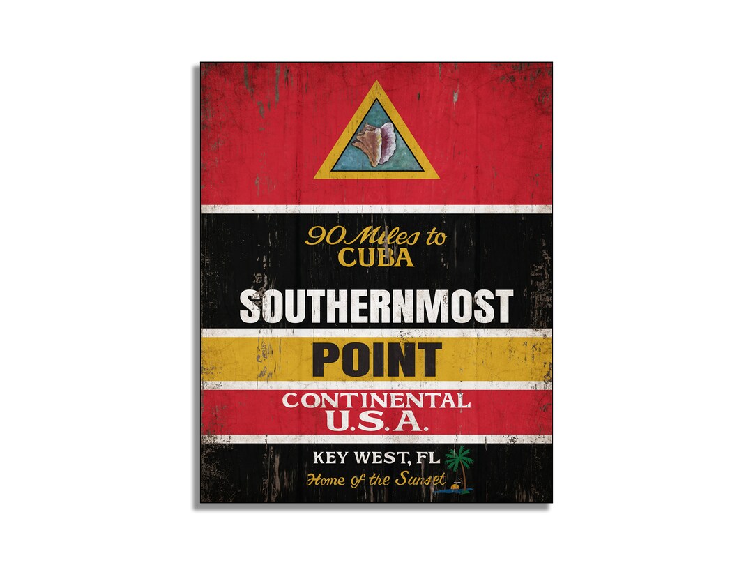 SOUTHERNMOST POINT Buoy Sign Canvas on Wood Sign Signage Wooden State ...