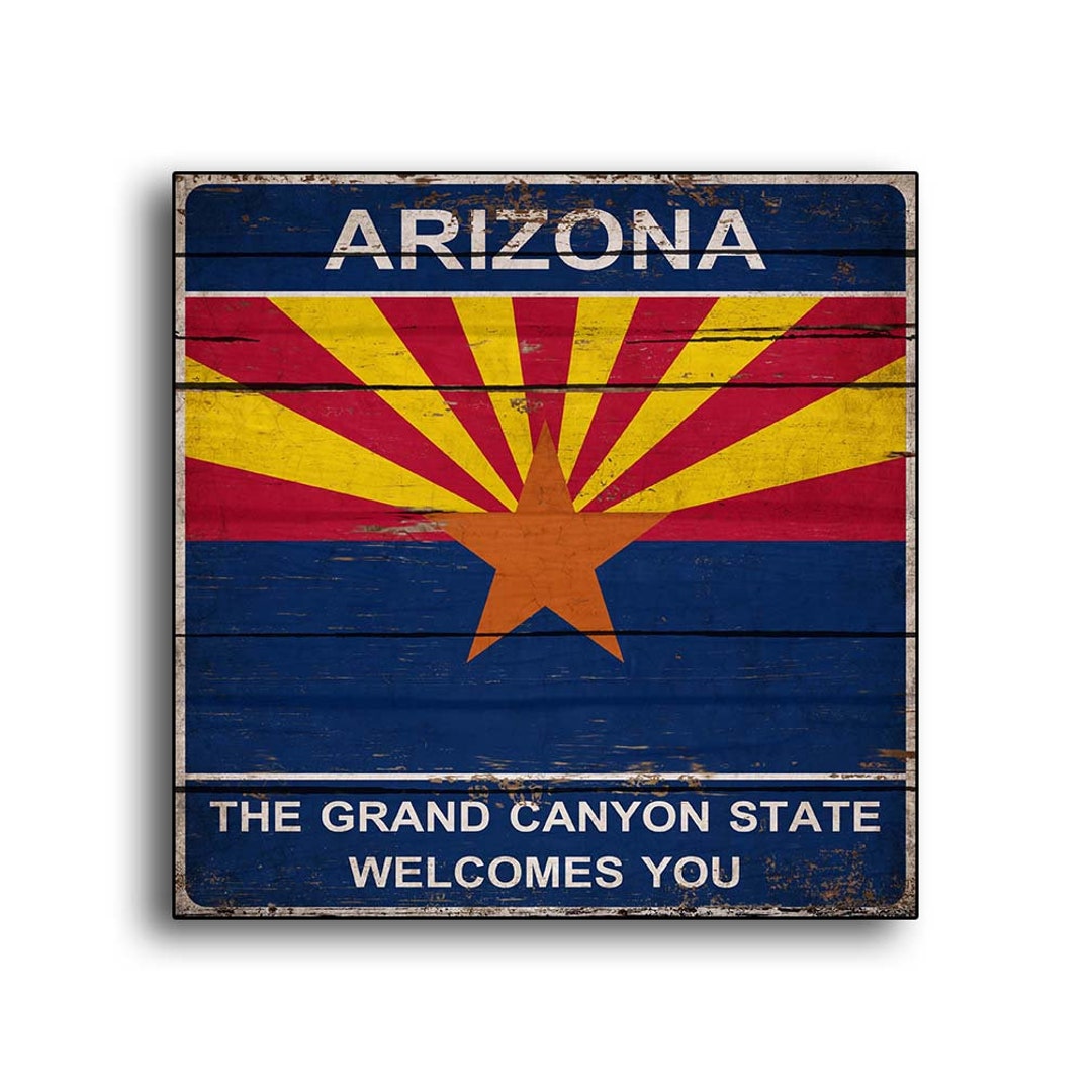 Arizona Welcome Sign States Print Wooden Plaque Handmade Decor Wall Art ...