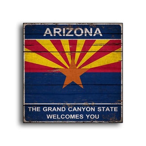 Arizona Welcome Sign States Print Wooden Plaque Handmade Decor Wall Art ...
