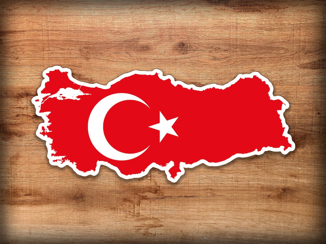 Turkey Flag Shape Sticker Flags Word Art Printed Vinyl Decal Decals ...