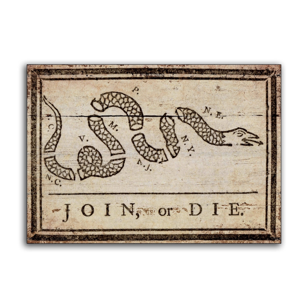 Join or Die Benjamin Franklin Wood Snake Sign Flags Wooden Home Wall ...