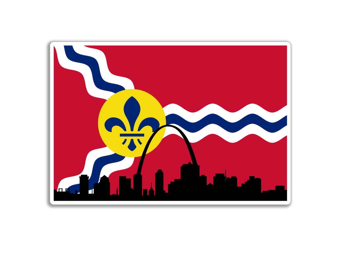 St. Louis Sticker Flag Shape Word Art Printed Vinyl Decal Decals ...