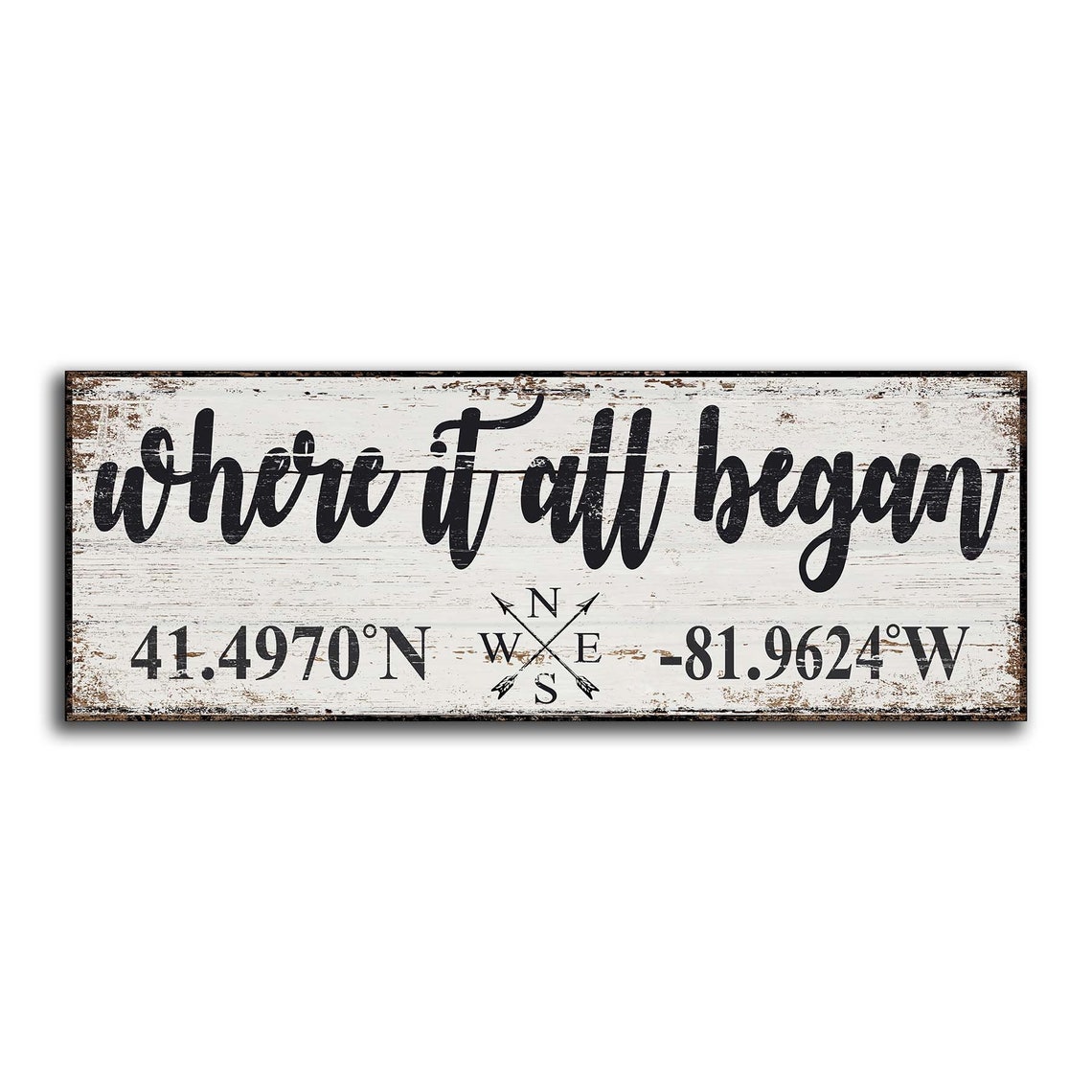 Where It All Began Personalized Coordinate Sign Compass Wooden Home ...
