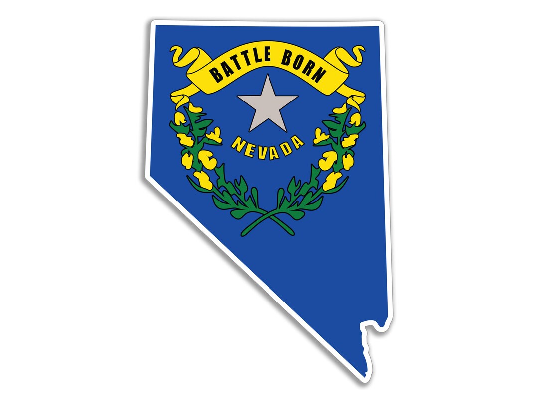 Nevada Sticker Flag State Flag Shape Printed Vinyl Decal Decals NV ...