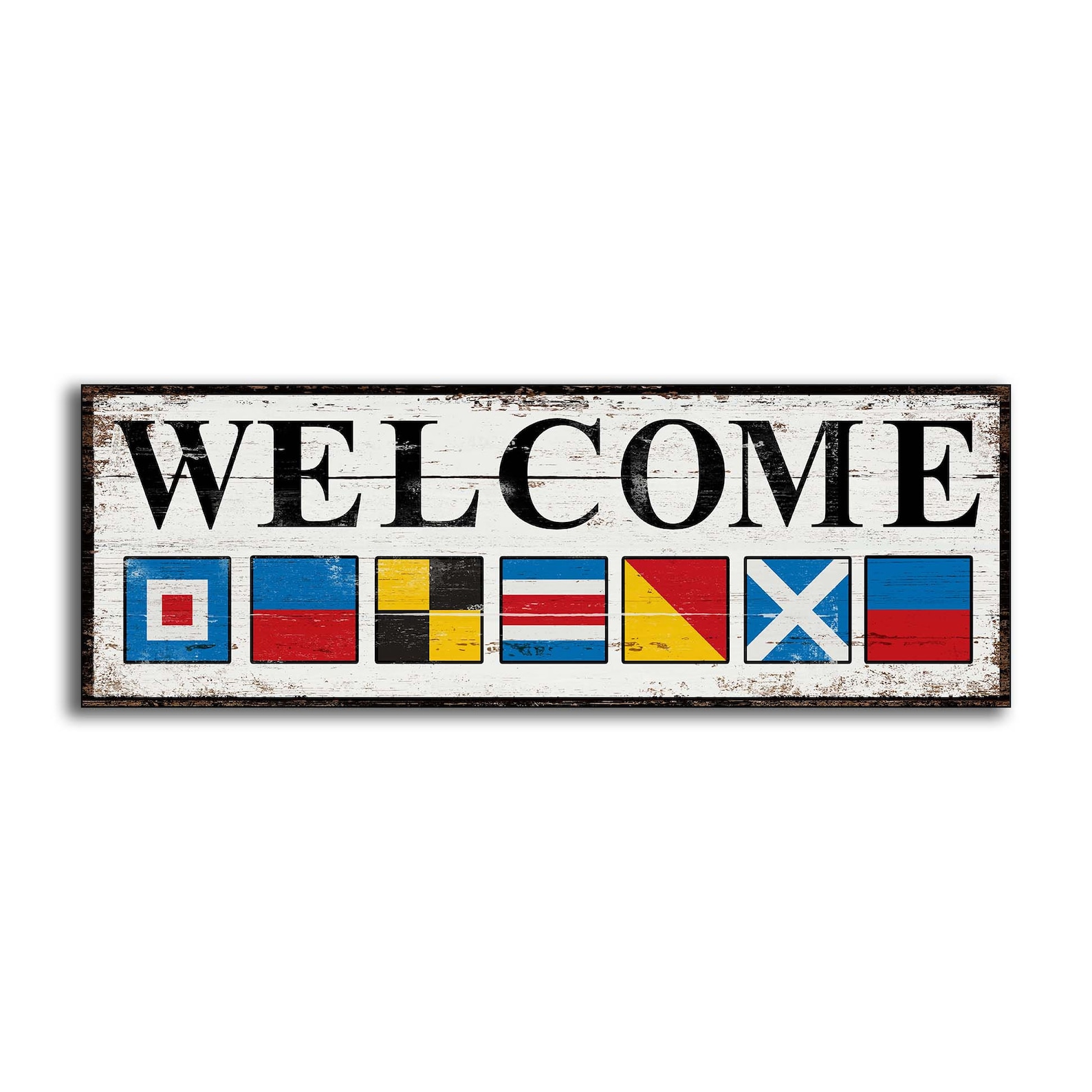 Nautical Flag Welcome Canvas on Wood Sign Nautical Flag Sign - Etsy