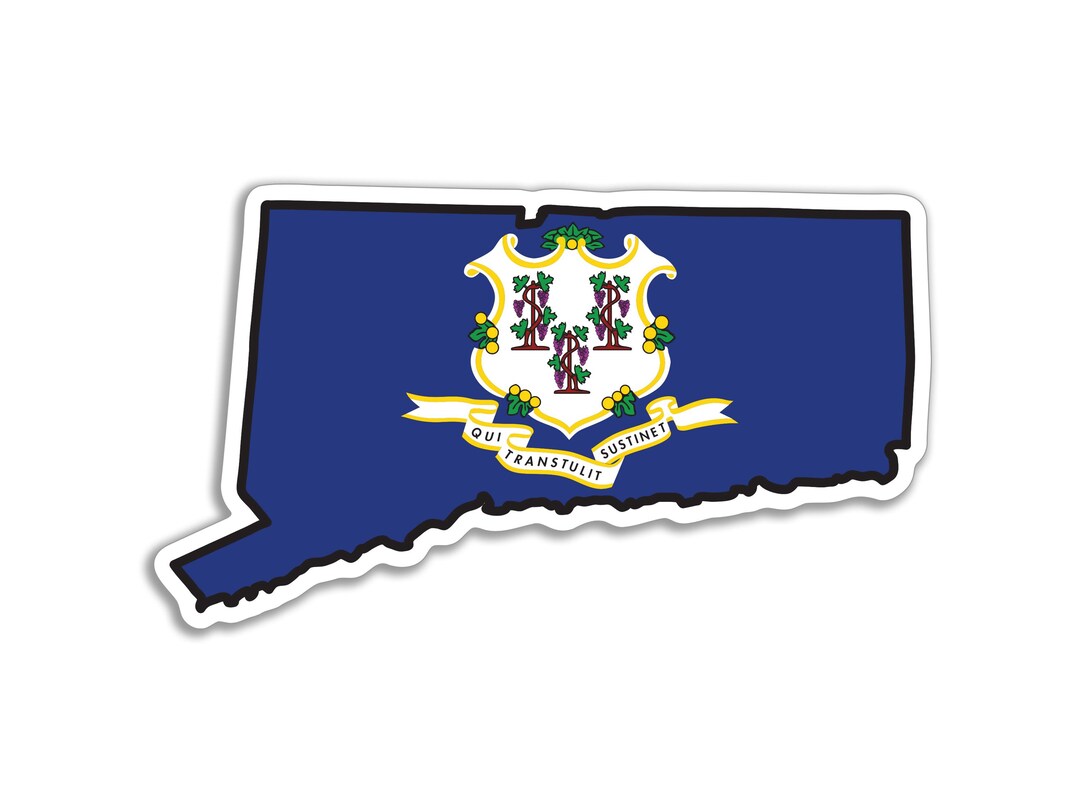 Connecticut Sticker Flag State Flag Shape Printed Vinyl Decal Decals ...