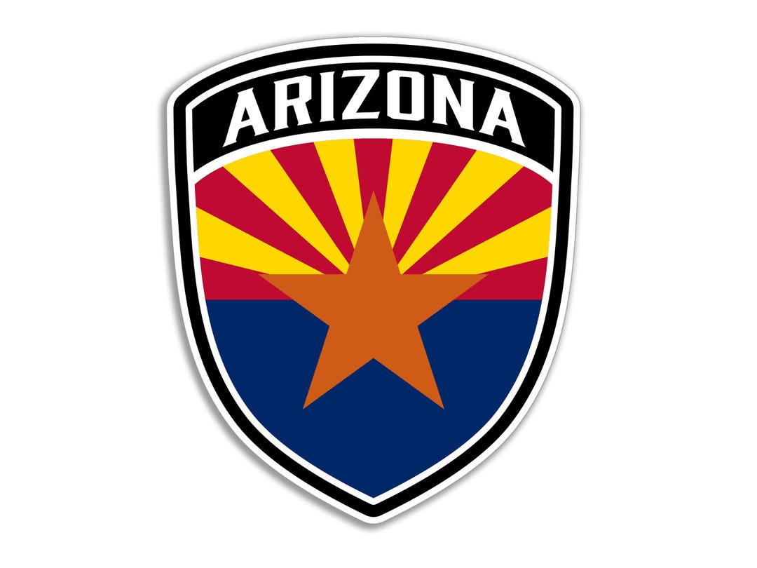 Arizona Shield Sticker Flag Emblem Shape Word Art Printed Vinyl Decal ...