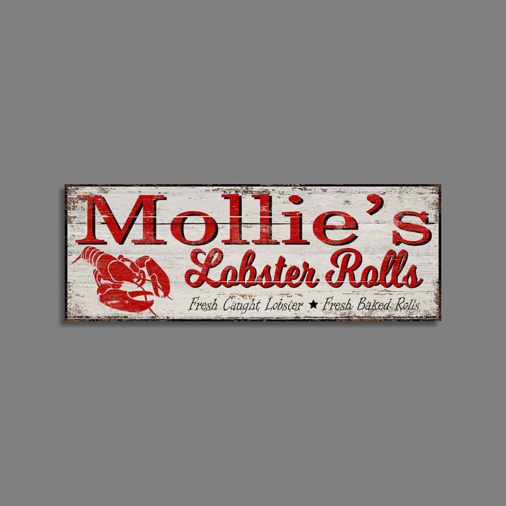 Lobster Roll Personalized Name Sign Wooden Maine Home Custom Name Wall ...