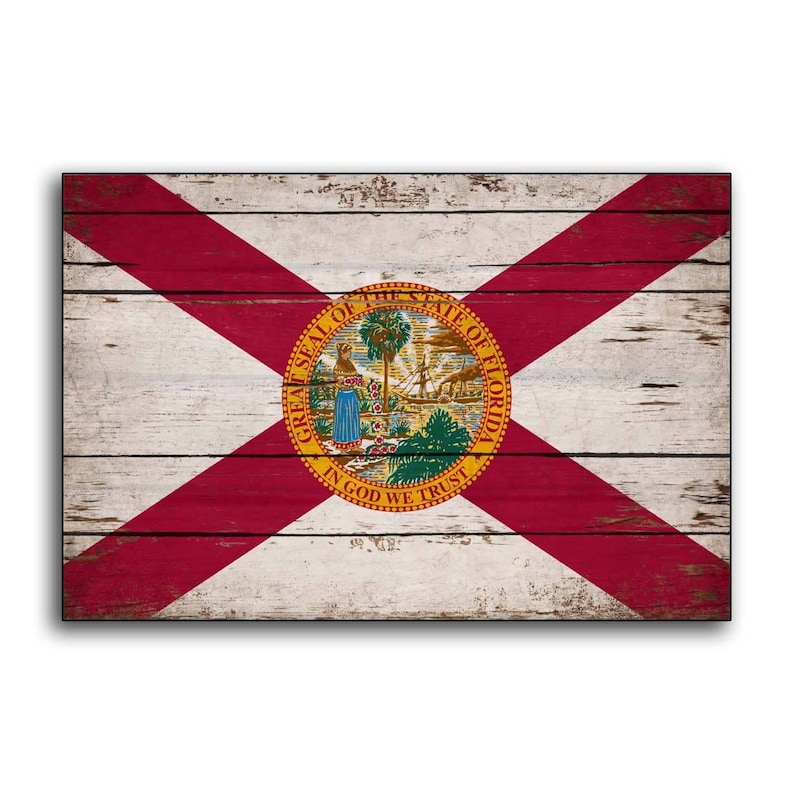 Florida Wood Flag Flags Rustic Flags Wooden Sign Miami Orlando Sunshine ...