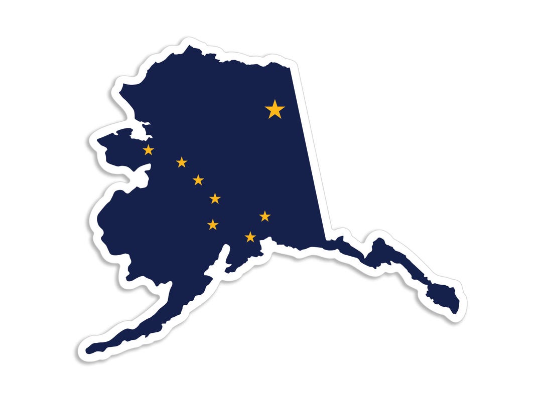 Alaska Sticker State Flag Shape Art Printed Vinyl Decal Decals Alaskan ...