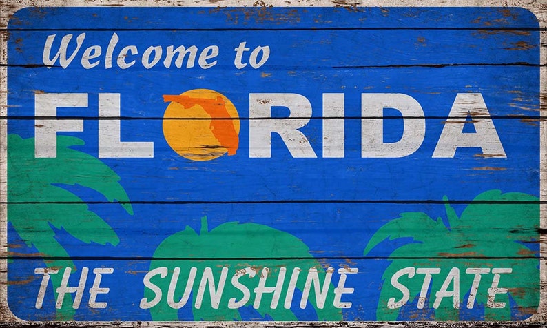 Florida Welcome Sign Wood Sign Signage Wooden Sunshine State - Etsy