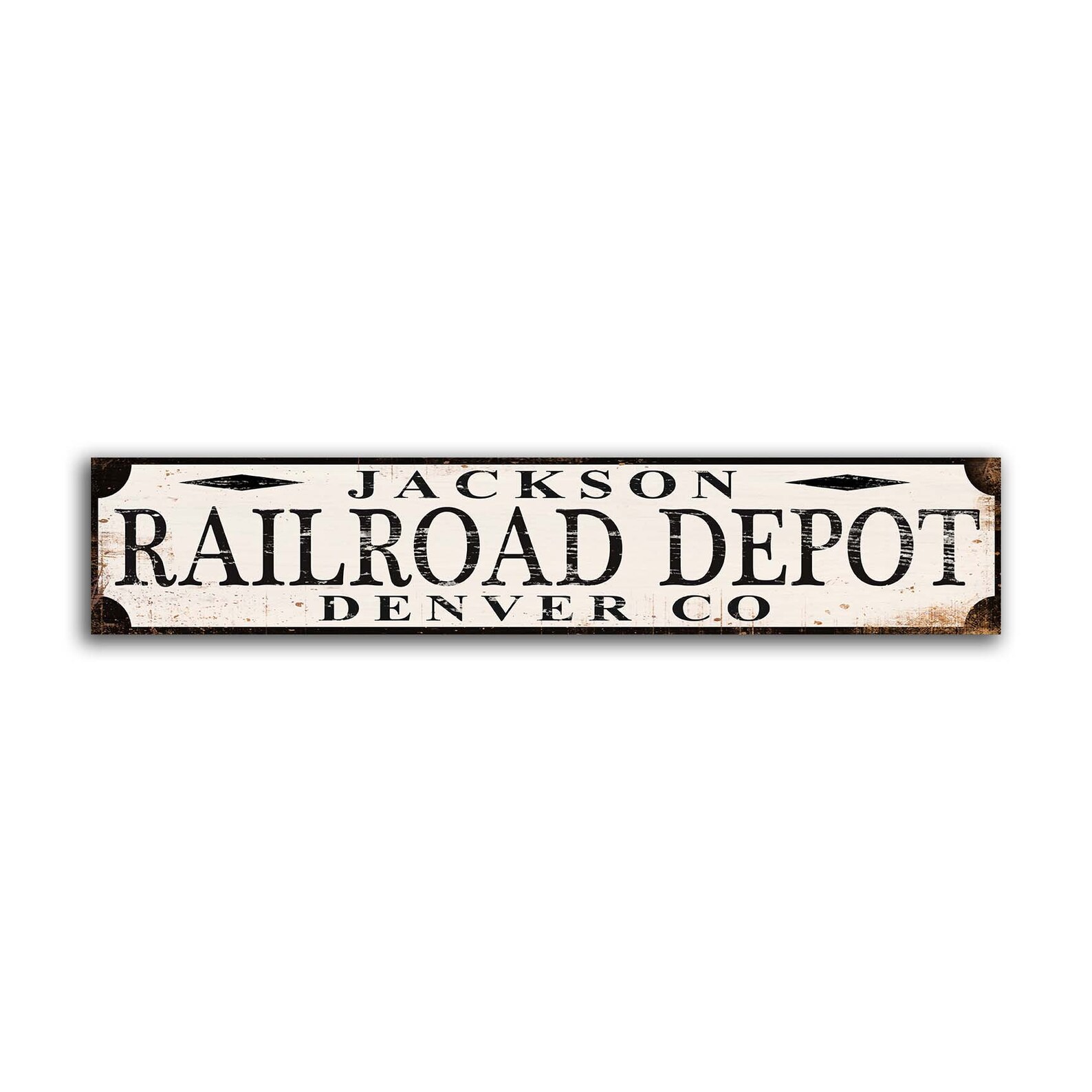 Personalized Train Railroad Depot Canvas Mounted on Wood Sign - Etsy