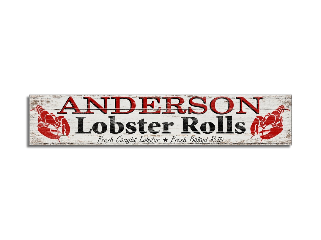 Lobster Roll Personalized Name Sign Wooden Maine Home Custom Name Wall ...