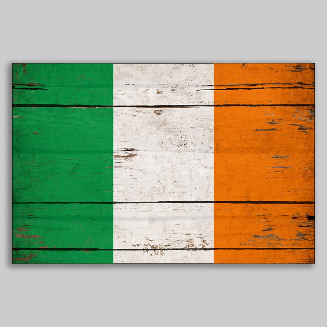 Ireland Canvas on Wood Flag Sign Distressed Irish Flags Wooden Home ...