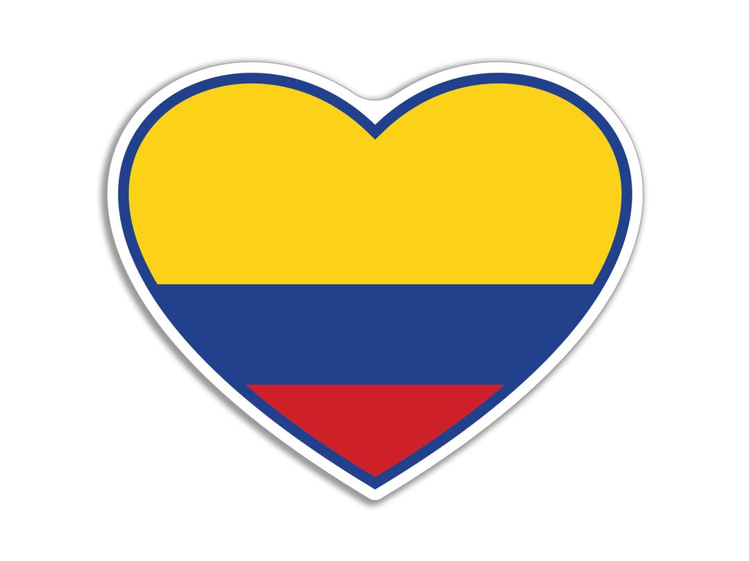 Colombia Heart Sticker Flag Shape Word Art Printed Vinyl Decal Decals ...