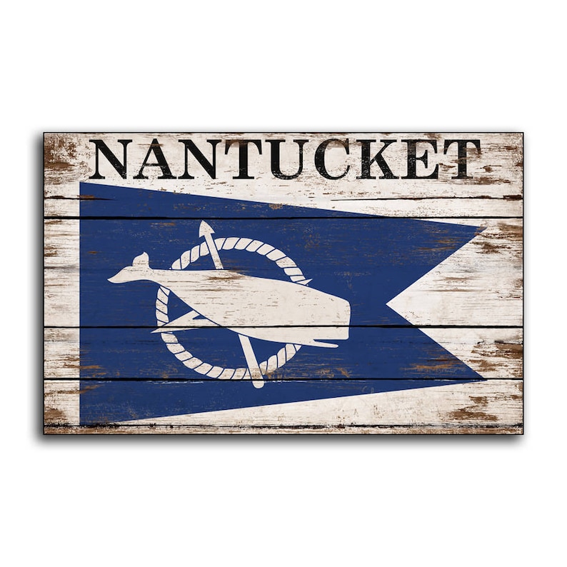 Nantucket Flag Sign Whale Whaling Cape Cod Massachusetts Moby | Etsy